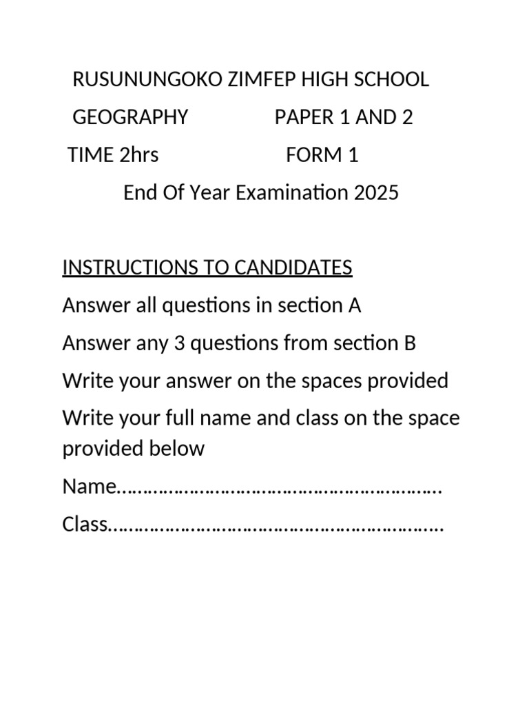 Rusunungoko Zimfep High School | PDF