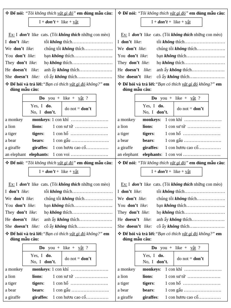 Let's Go 1: Exercise (Unit 8 - Let's Learn More) (Do You Like Monkey) | PDF