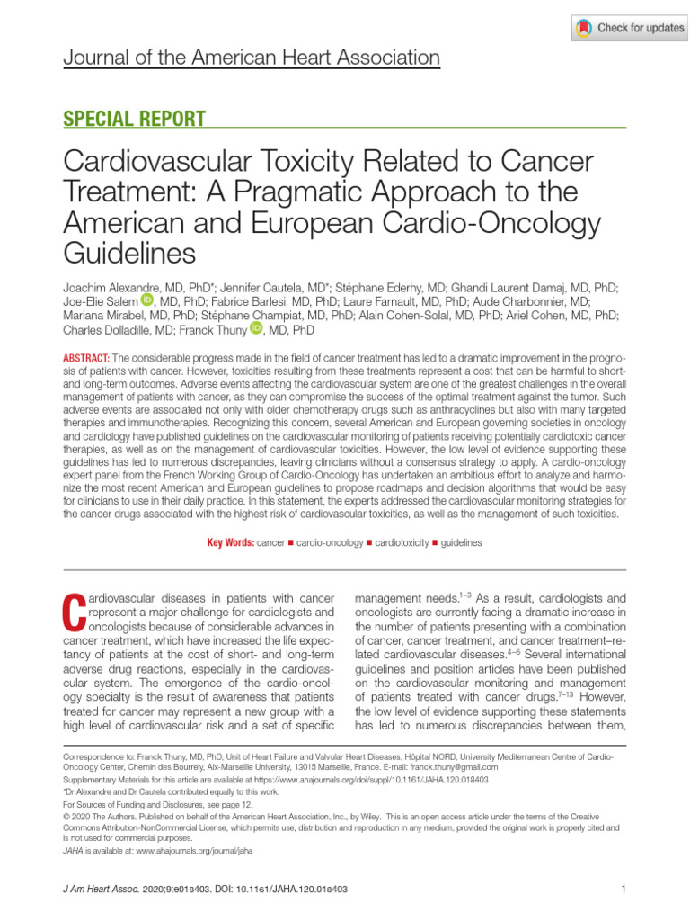 cardiotox AHA | PDF | Heart Failure | Cardiology