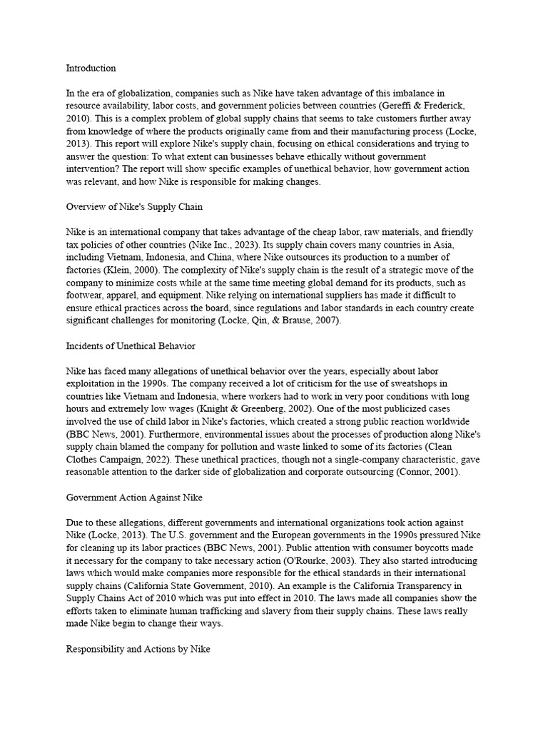 Economics Criterion B and C Nike | PDF | Nike | Supply Chain