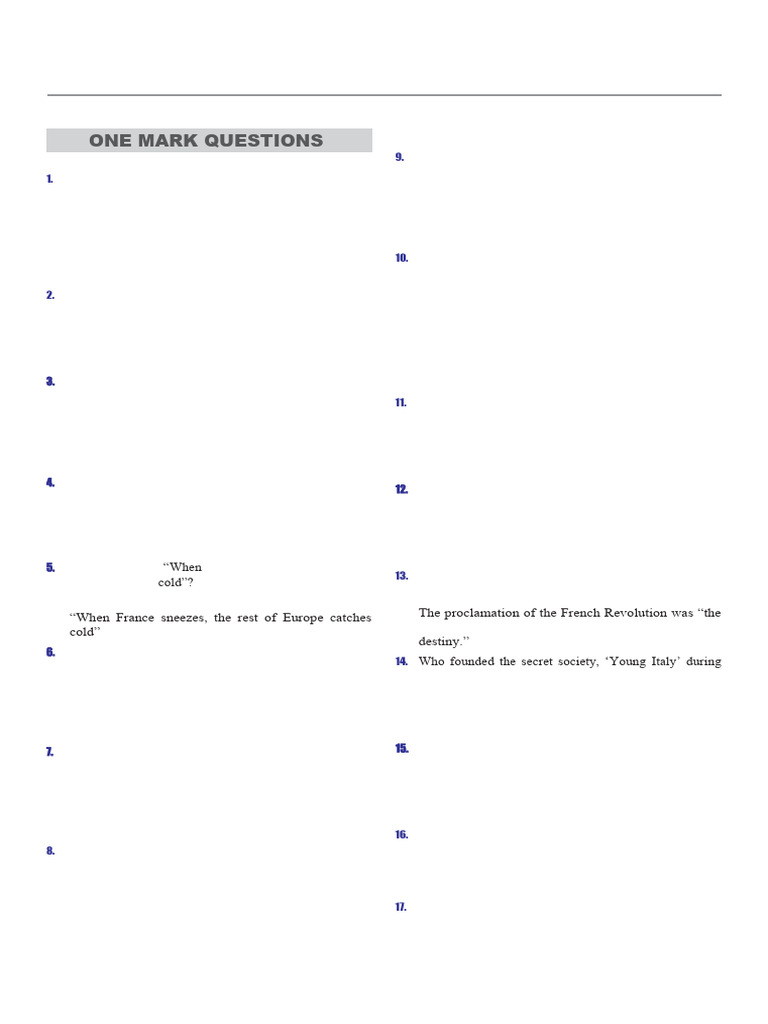 Ch1 His Ques & Ans | PDF | Kingdom Of Prussia | Nationalism