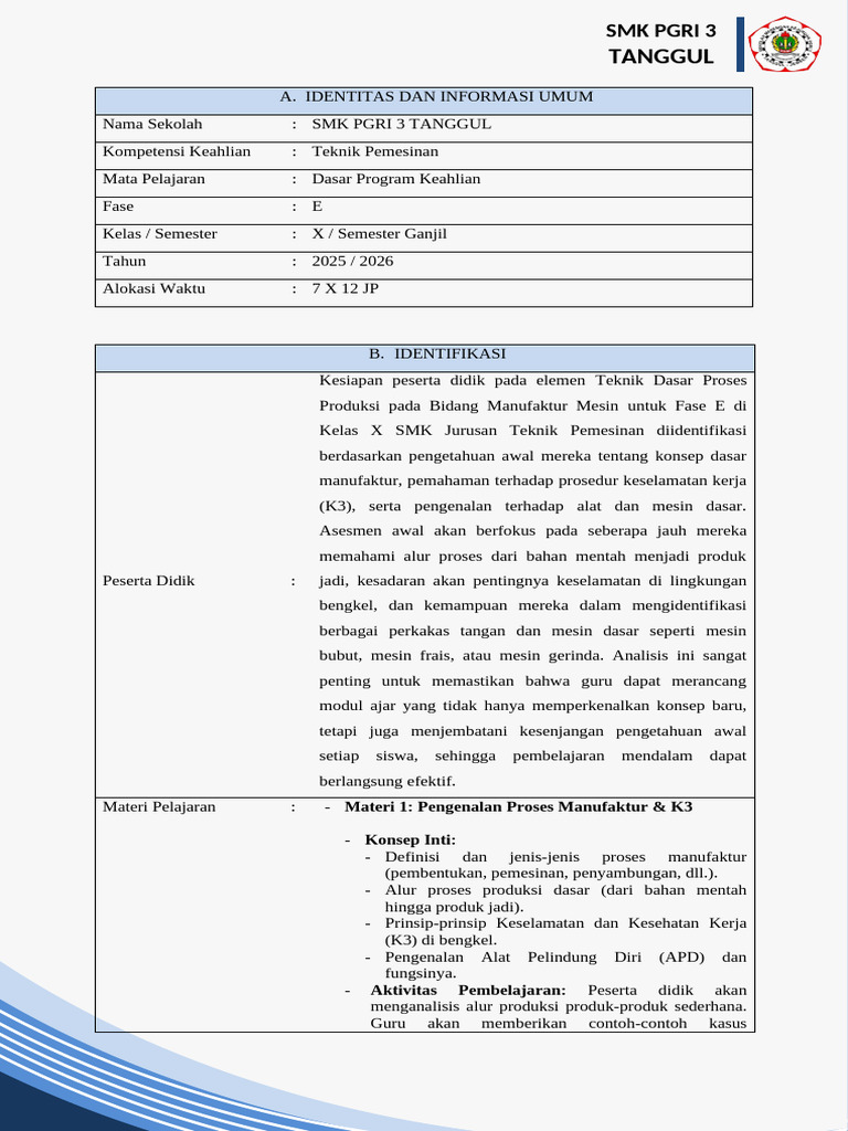 3. MODUL AJAR - DPK Teknik Dasar Produksi | PDF