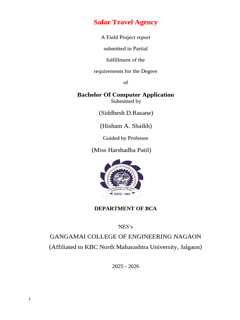 BCA Field Project Spiral Format[1] | PDF | Usability | Databases
