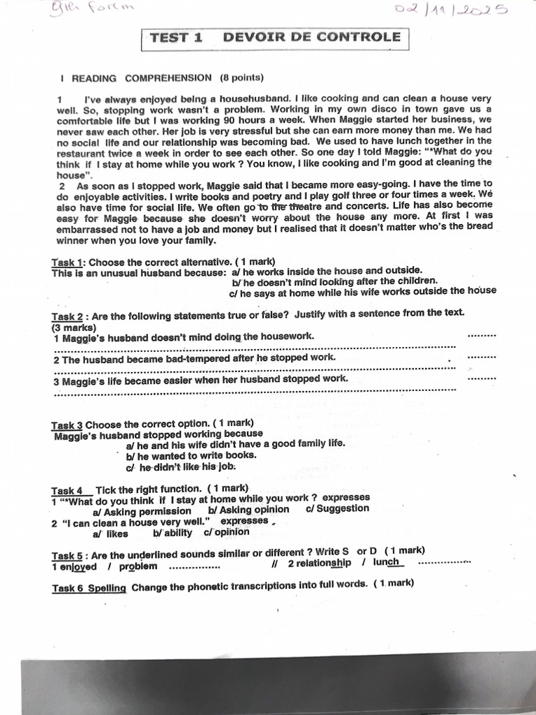 9eme Devoir de Contrôle | PDF