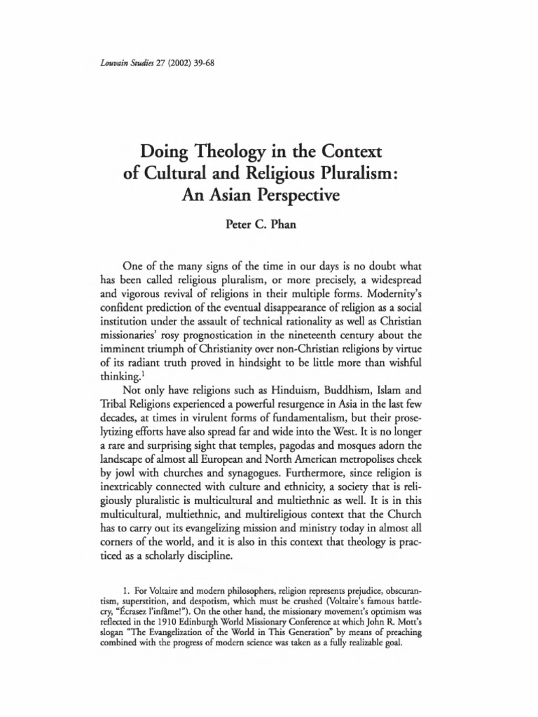 Peter C. Phan - Doing Theology in The Context of Cultural and Religious ...