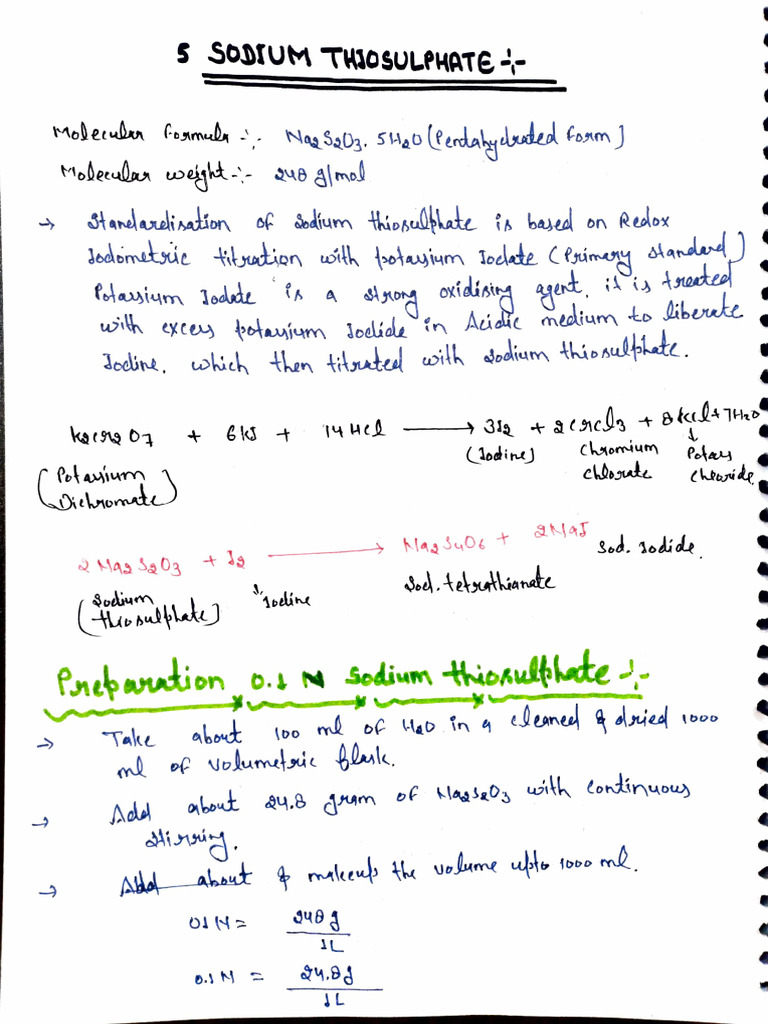 Sodium Thiogulcate Standardization Guide | PDF | Ammonia | Nitrogen