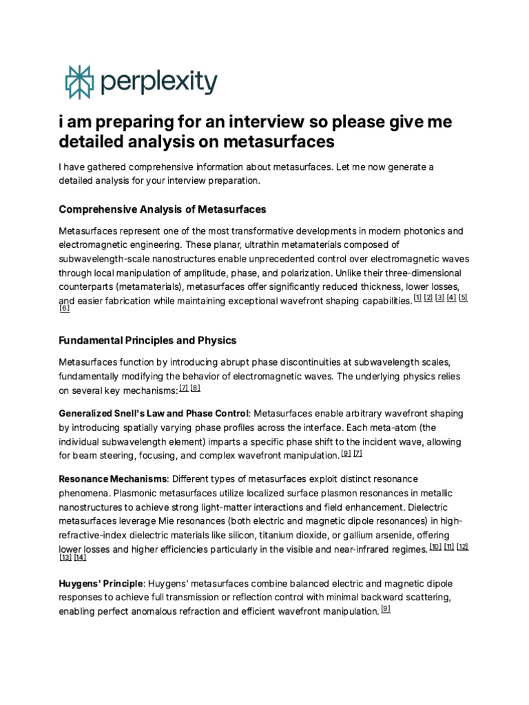 I Am Preparing For An Interview So Please Give Me | PDF | Metamaterial ...