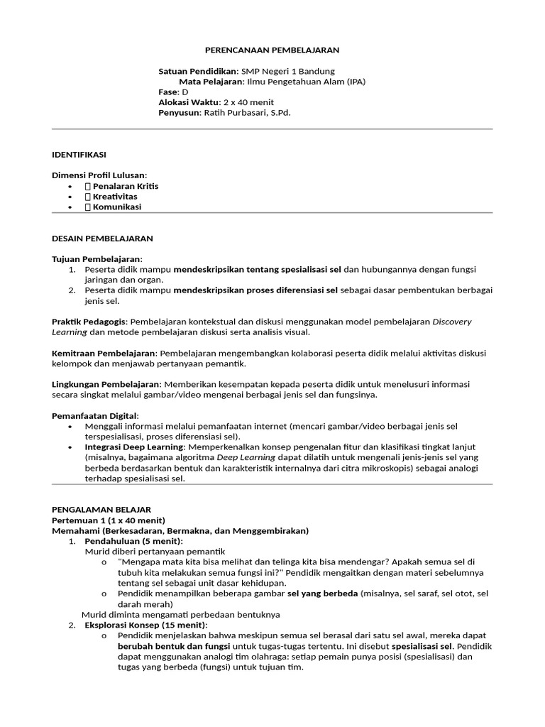 Spesialisasi Sel dan Diferensiasi | PDF