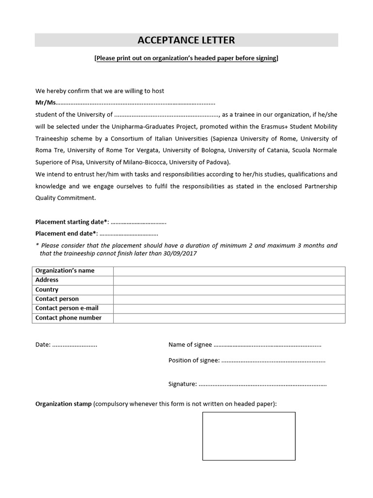 Acceptance Letter_PhD Students | PDF