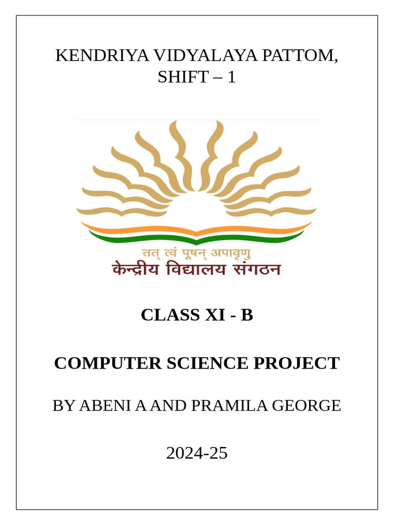 Kendriya Vidyalaya Pattom | PDF | Python (Programming Language) | Computer Programming