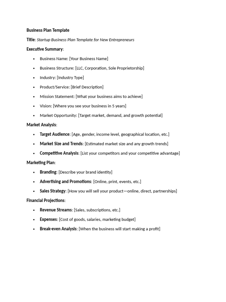 Startup Business Plan Template Guide | PDF