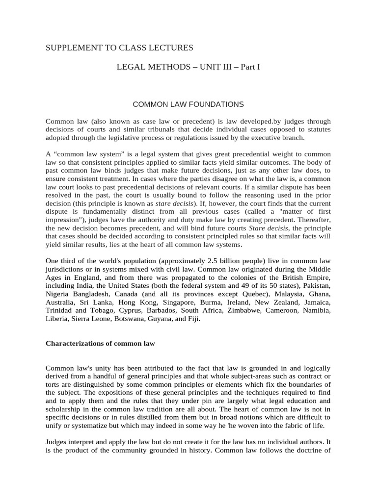 Unit III - Common Law, Rule of Law | PDF | Precedent | Prosecutor