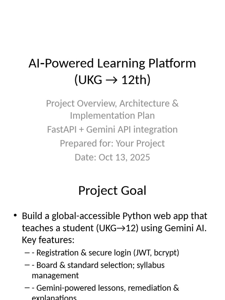 AI Learning Platform Presentation | PDF