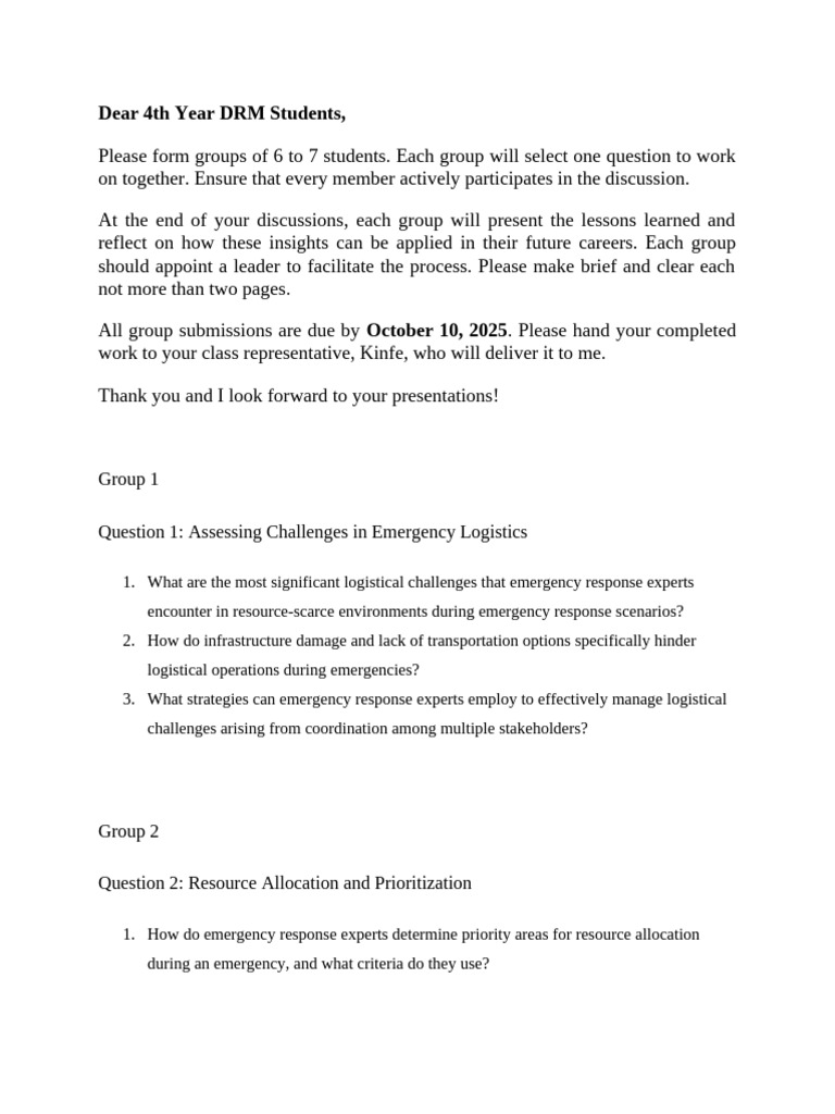 Dear 4th Year DRM Students | PDF | Logistics | Sustainability