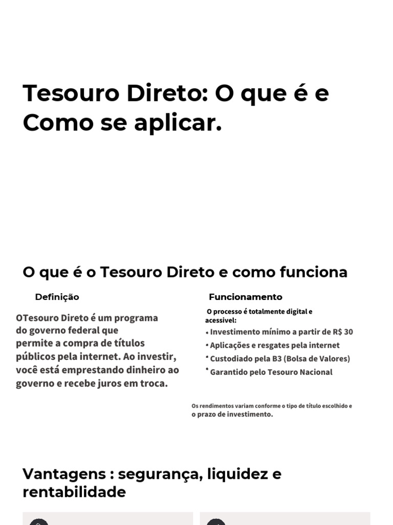 Guia Completo do Tesouro Direto | PDF | Comprovante de depósito | Juros