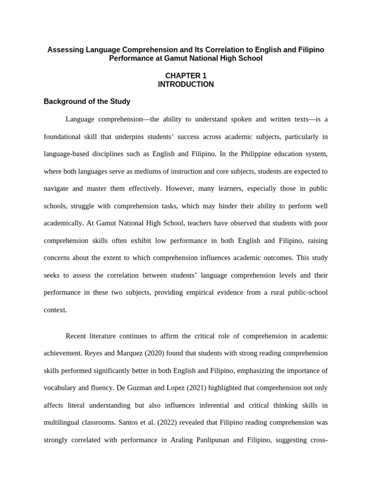 Language Comprehension Impact on Grades | PDF | Reading Comprehension ...