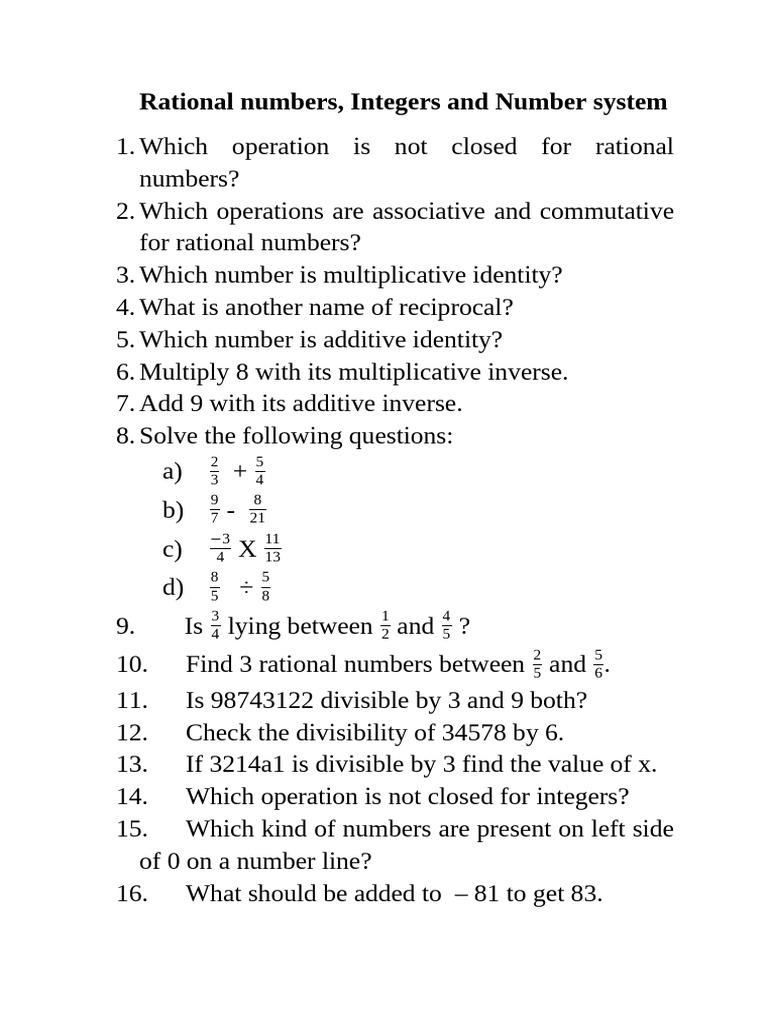 Rational Numbers | PDF