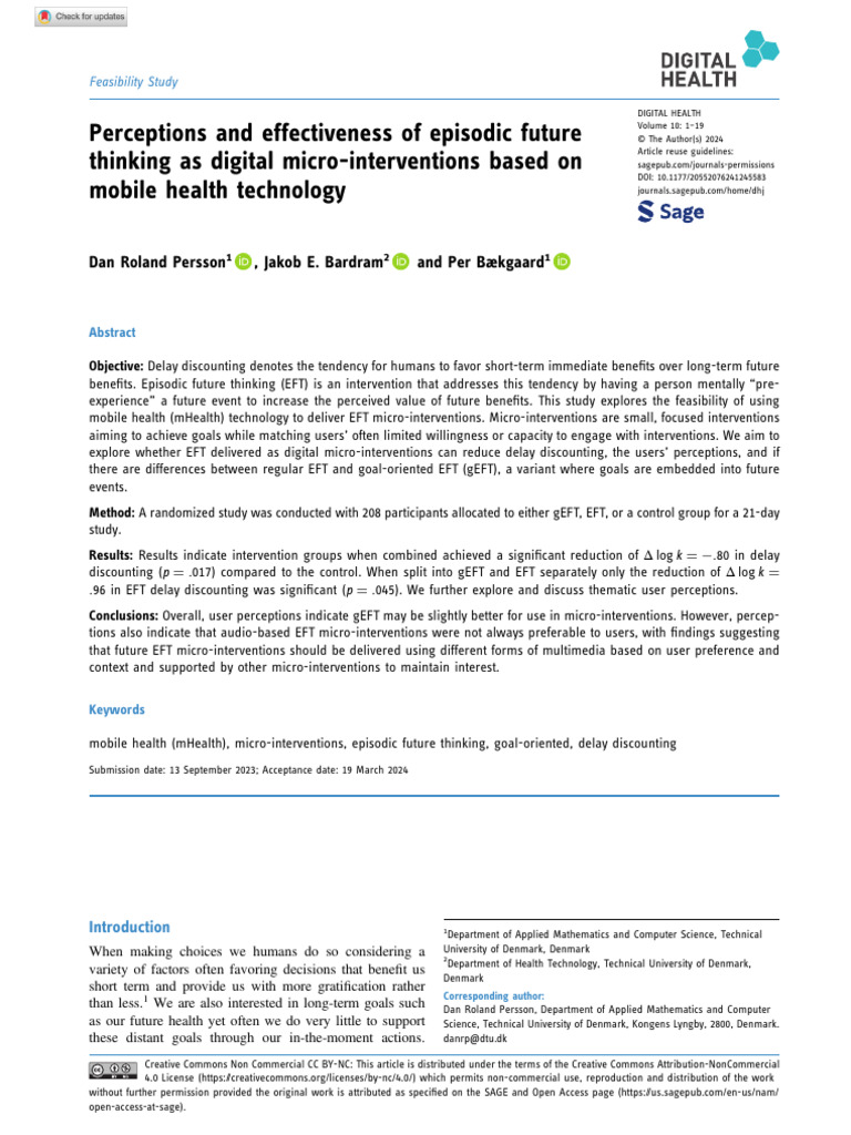 Perceptions and Effectiveness of Episodic Future Thinking As Digital ...