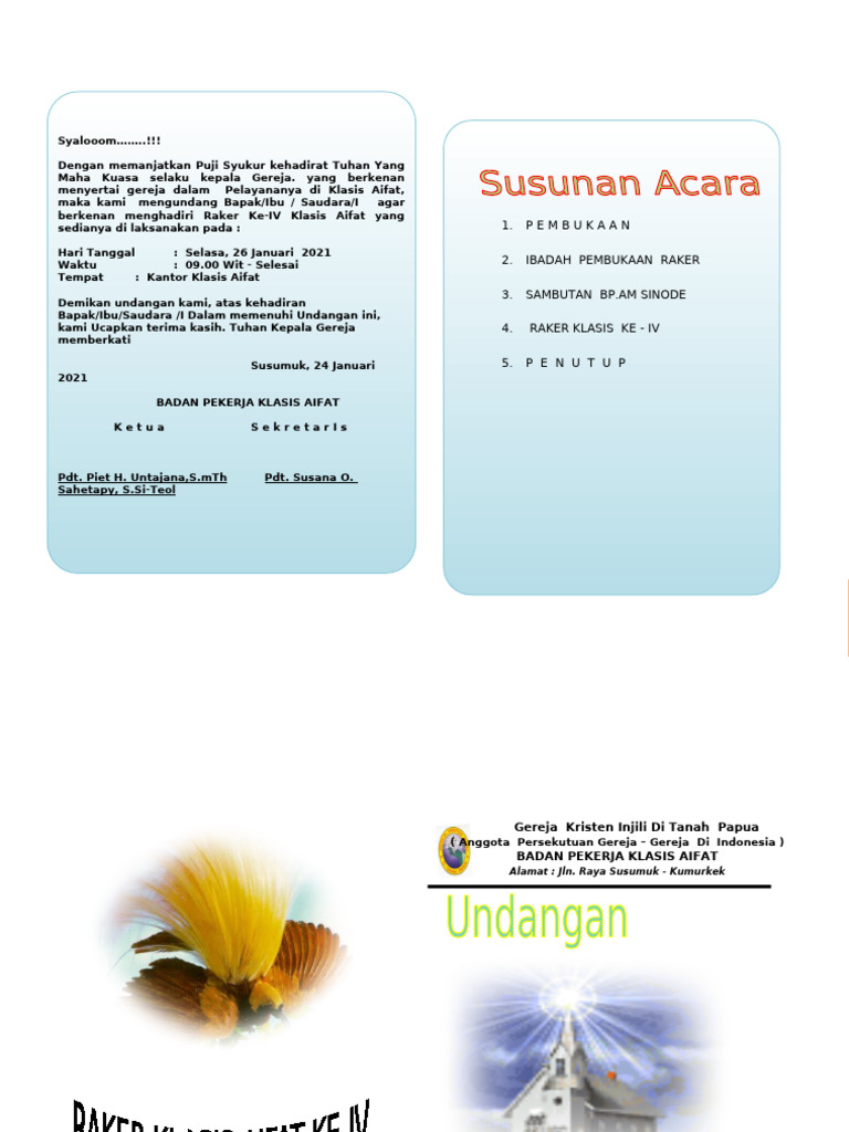 Undangan Raker IV Klasis Aifat 2021 | PDF
