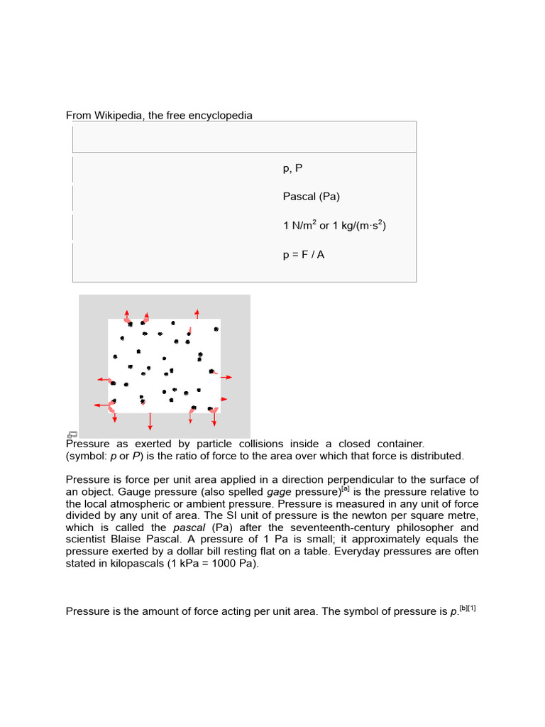 Pressure | PDF | Pressure | Pascal (Unit)
