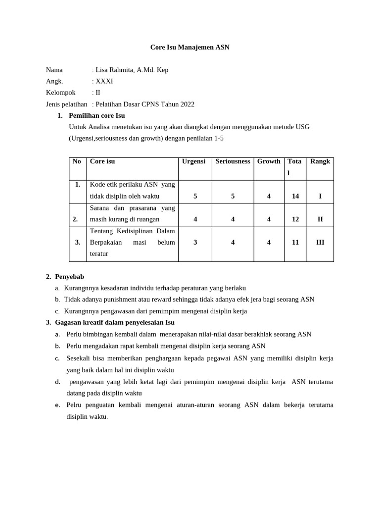 Core Isu Manajemen ASN | PDF