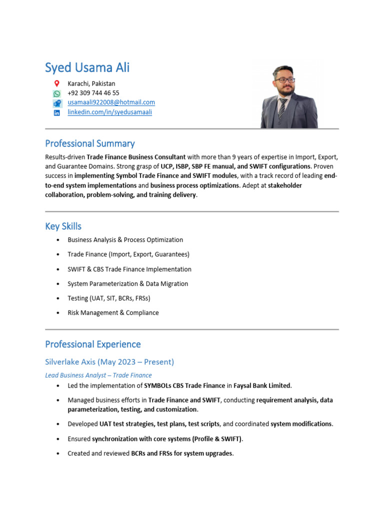 CV - Syed Usama Ali | PDF | Computing | Business