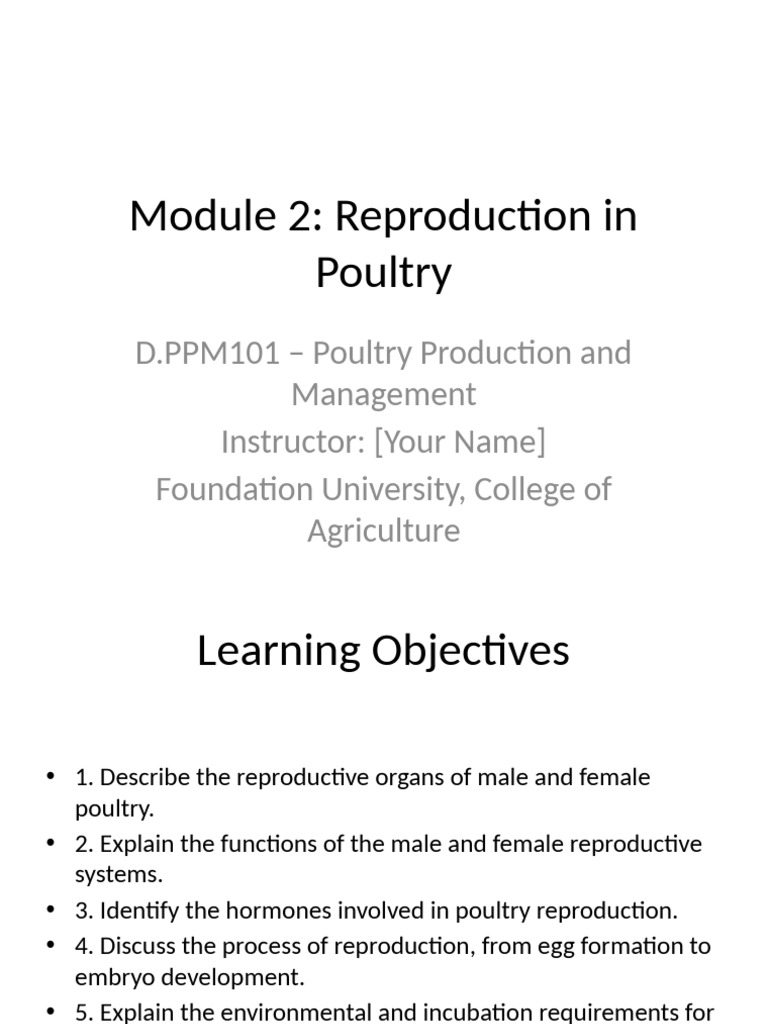 Module2 Reproduction in Poultry | PDF | Reproductive System | Egg