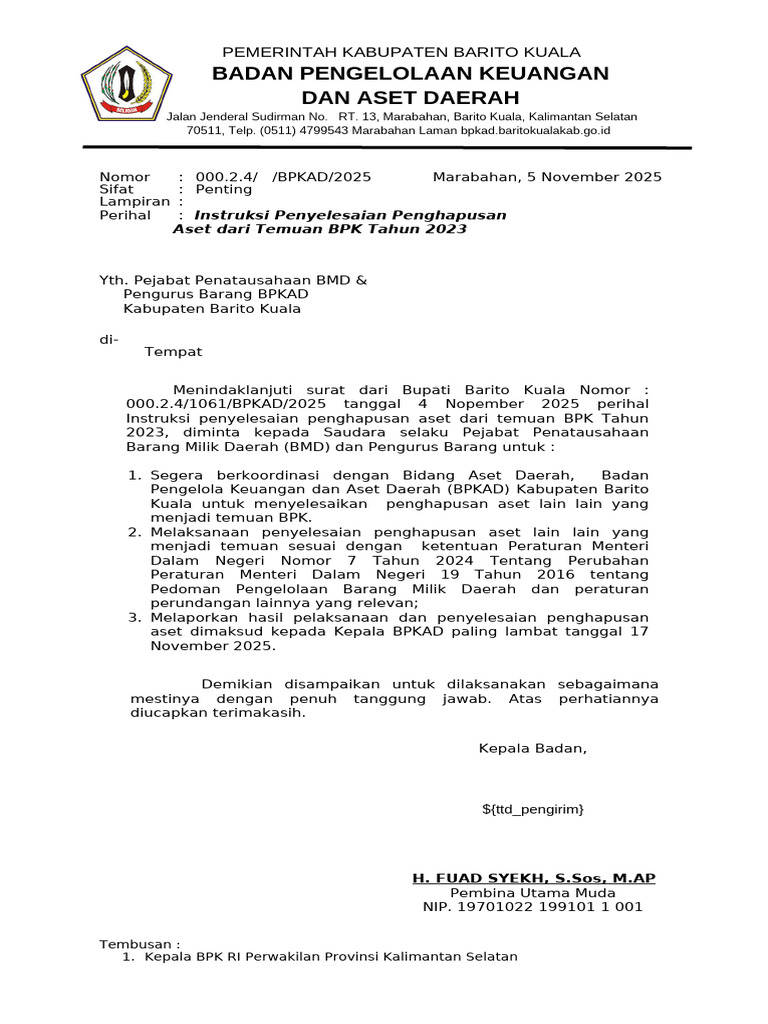 Surat SKPD Ke Pengurus Barang | PDF