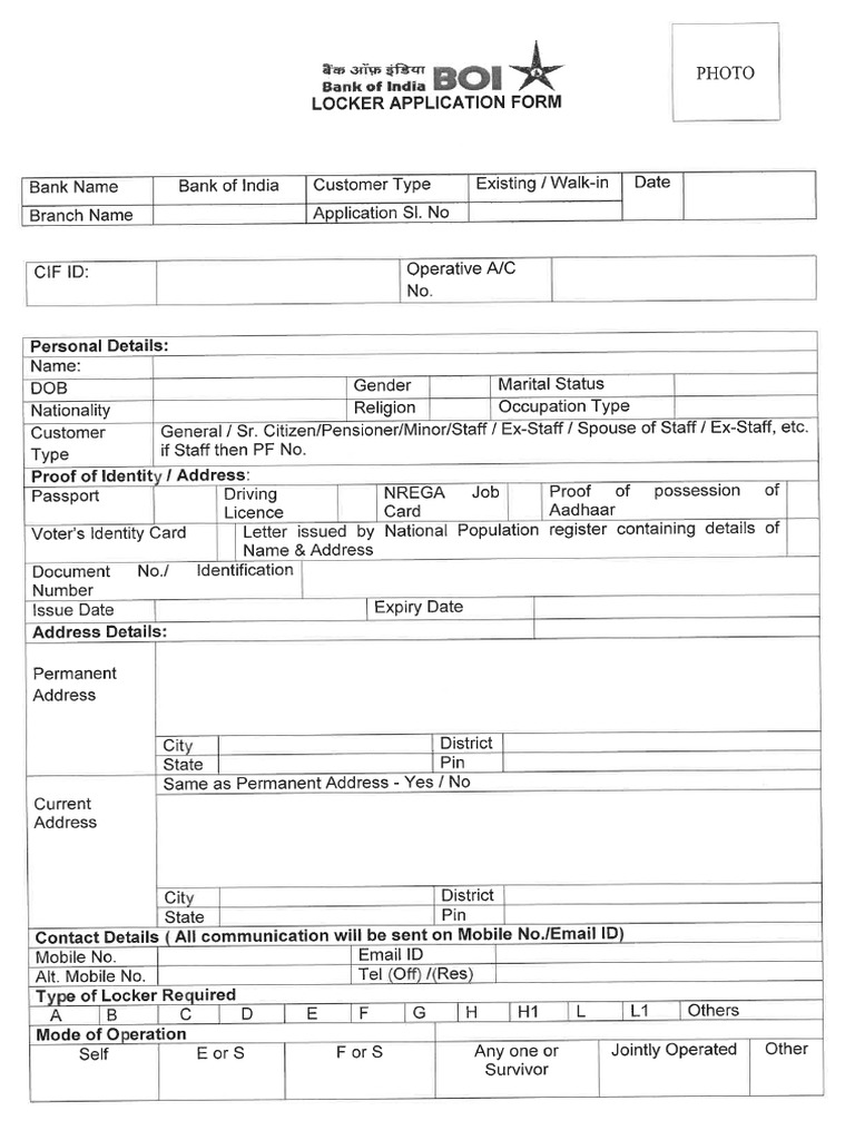 Locker Application Form | PDF