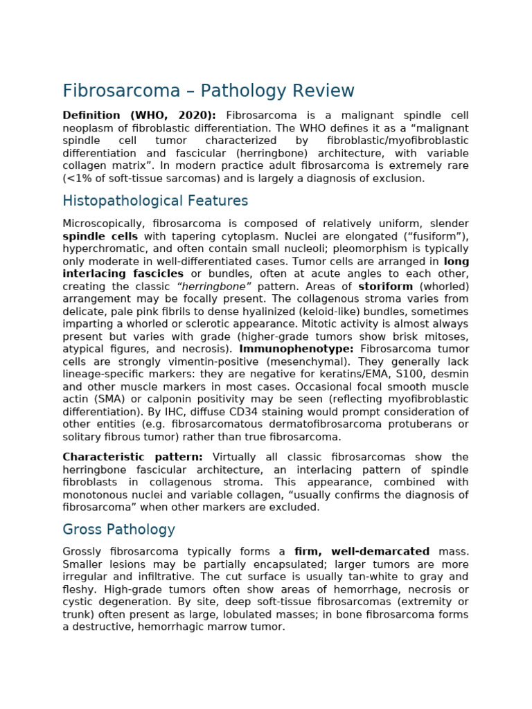 Fibrosarcoma - Pathology Review | PDF | Cancer | Medical Specialties