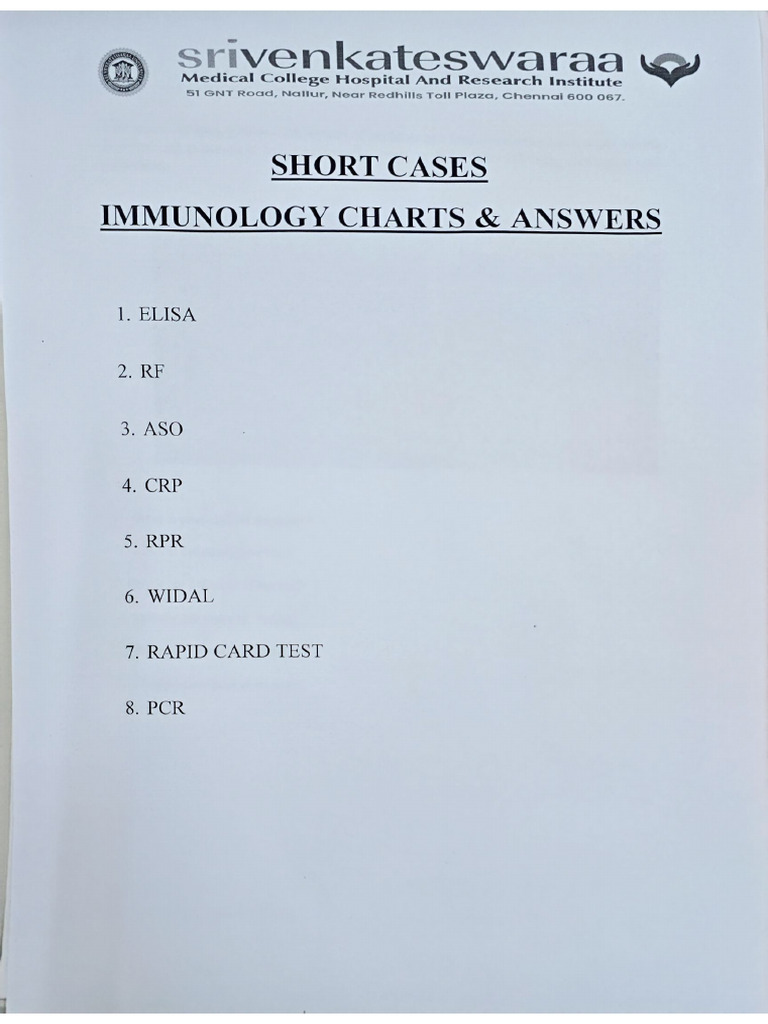 Immunology Charts | PDF