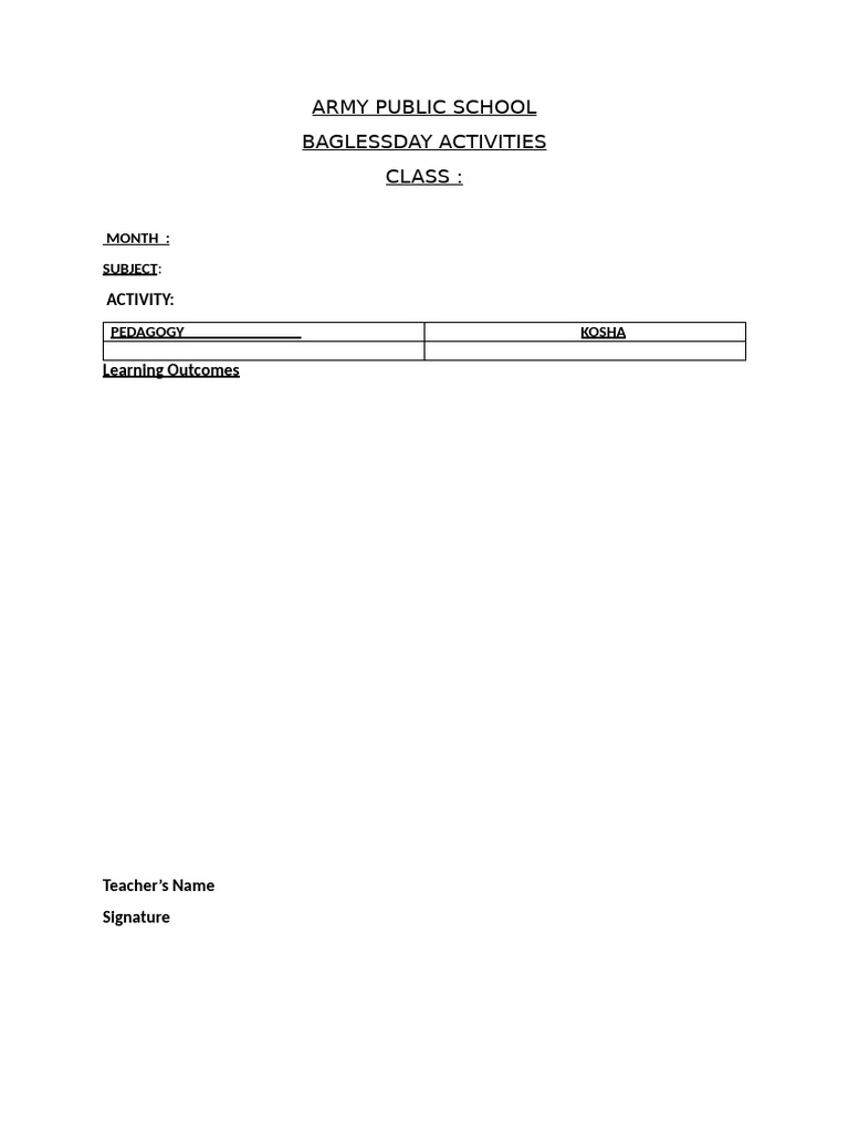 Bagless Day Format | PDF