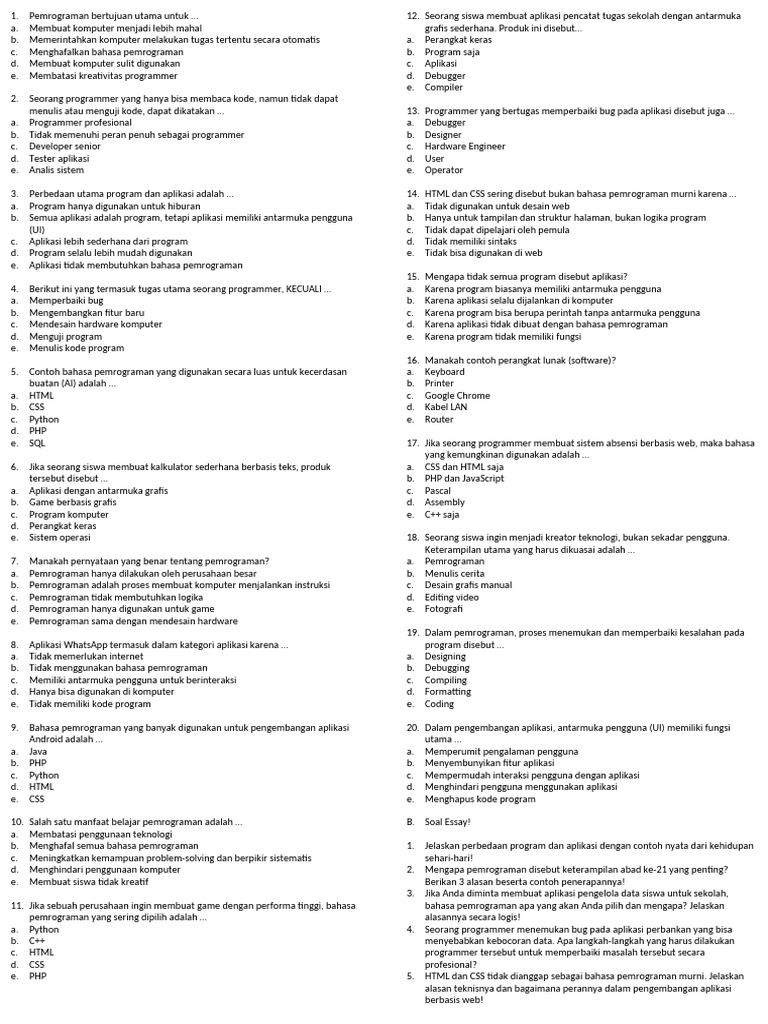 soal pemrograman | PDF