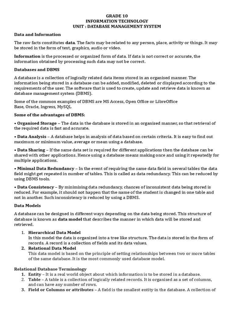 Database Management System Overview | PDF | Databases | Relational Model