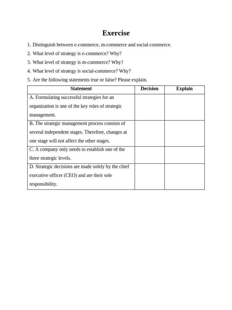 E-commerce Strategy Analysis Exercise | PDF