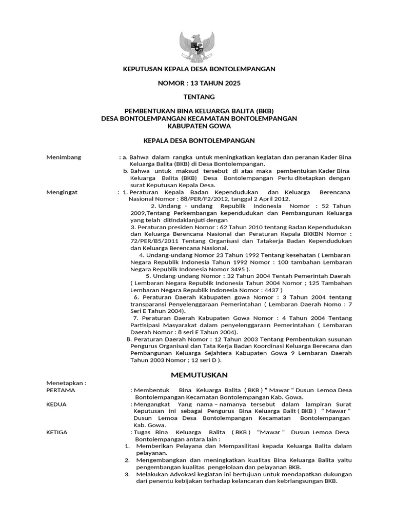 SK PPKBD Sub PPKBD BKB Pik-R BKR BKL | PDF