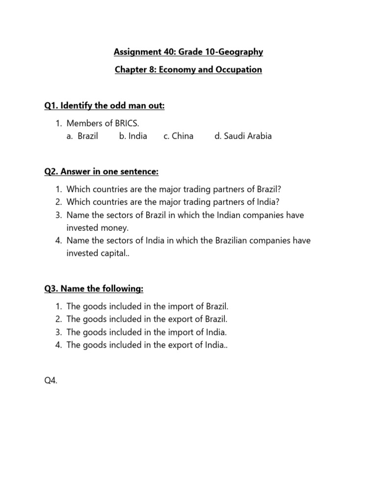 Assignment 40-Chpt 8-Economy and Occupation Grade 10-Geog - 21st Sept ...