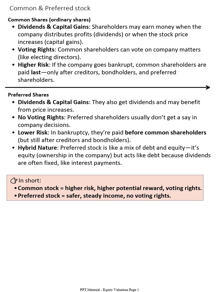 Common vs. Preferred Shares Explained | PDF | Stocks | Stock Valuation