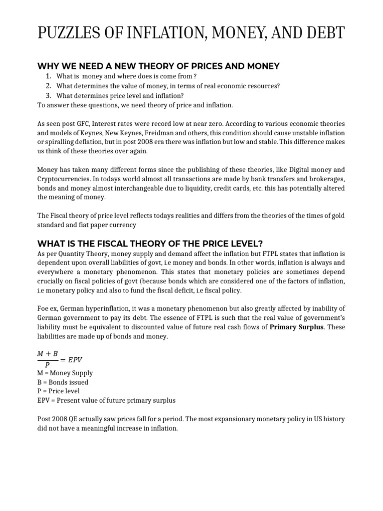 Puzzles of Inflation | PDF | Inflation | Money