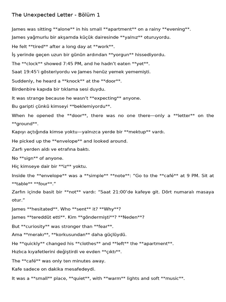 The Unexpected Letter Bolum 1 | PDF