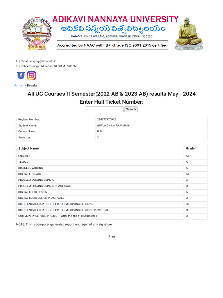 Adikavi Nannaya University - Rajamahendravaram | PDF