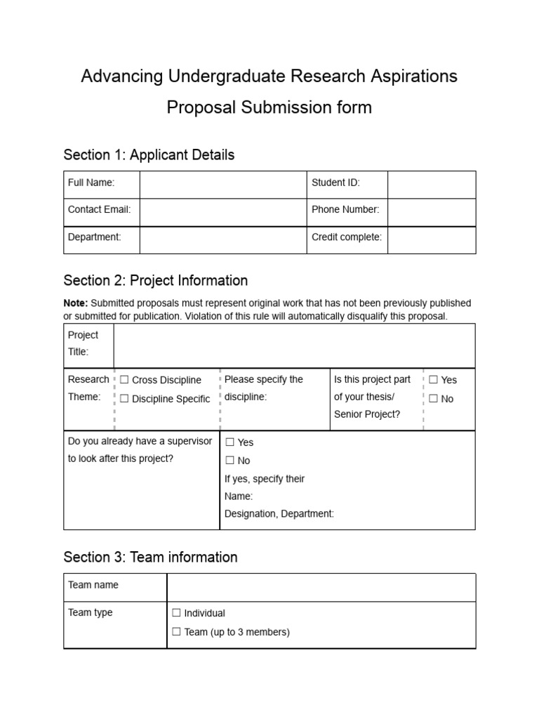 Undergraduate Research Proposal Form | PDF