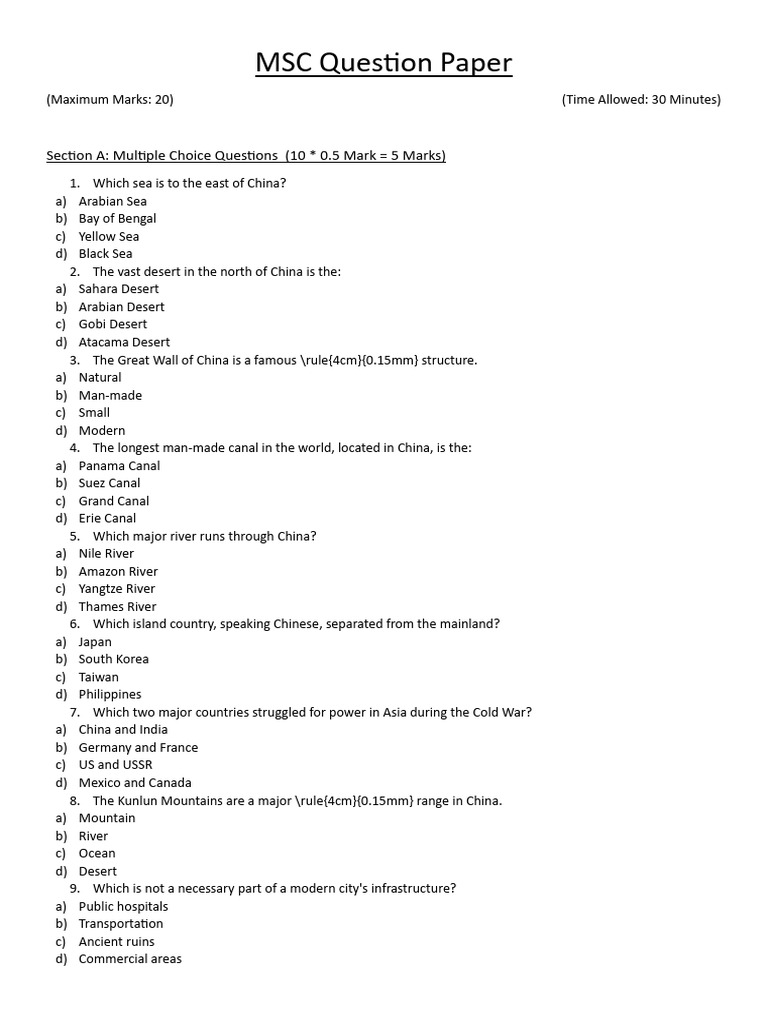 MSC Question Paper | PDF