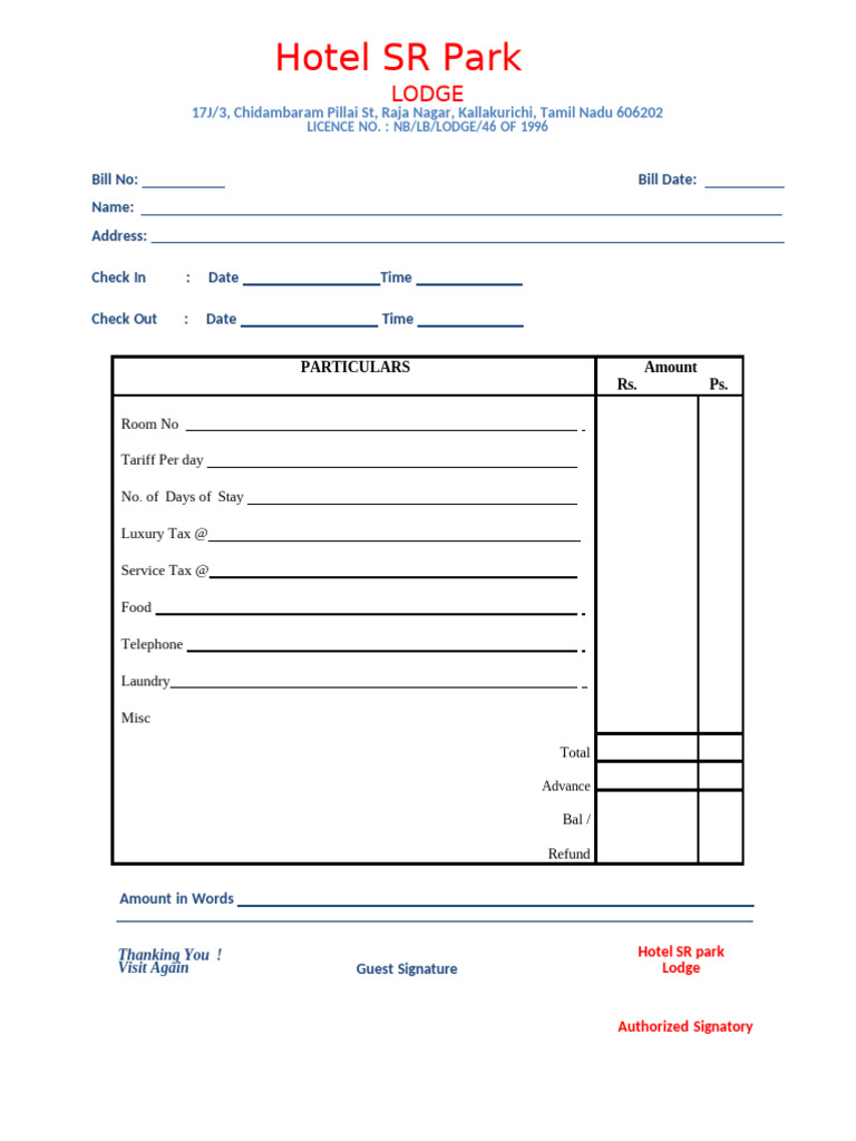 Hotel Bill PDF | PDF