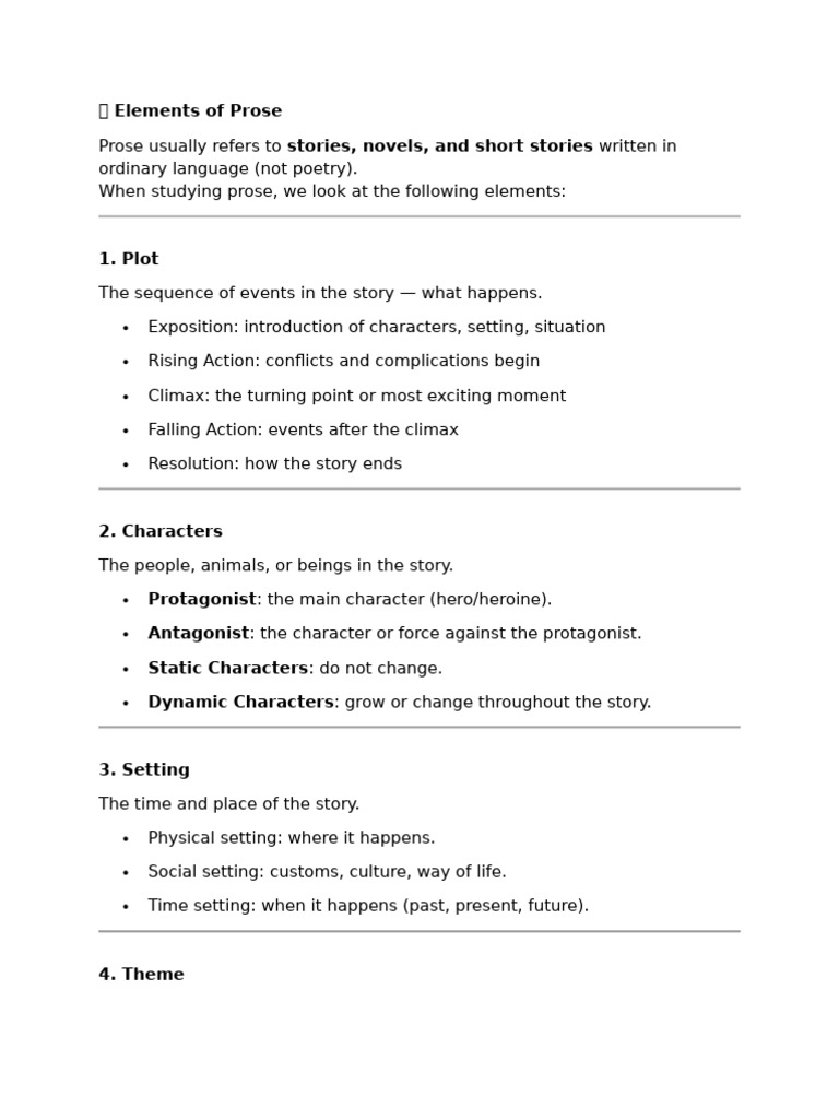 Elements of Story Writing | PDF