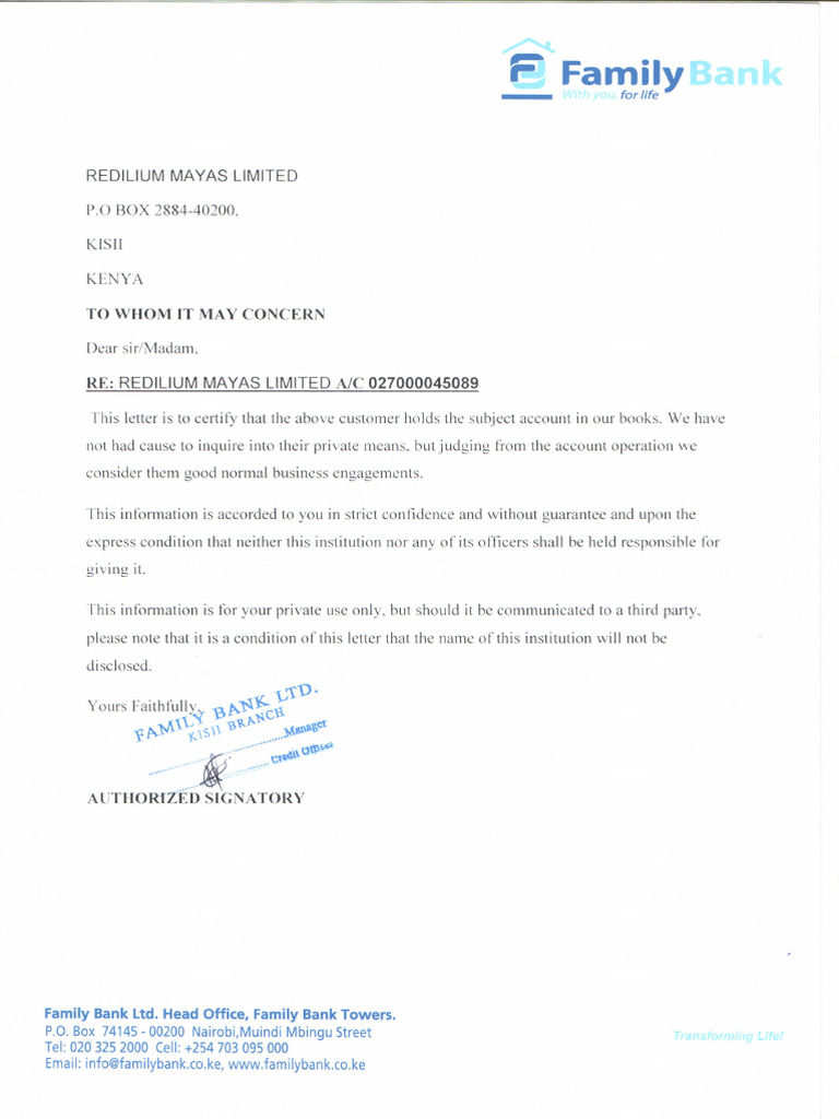 Bank Letter | PDF