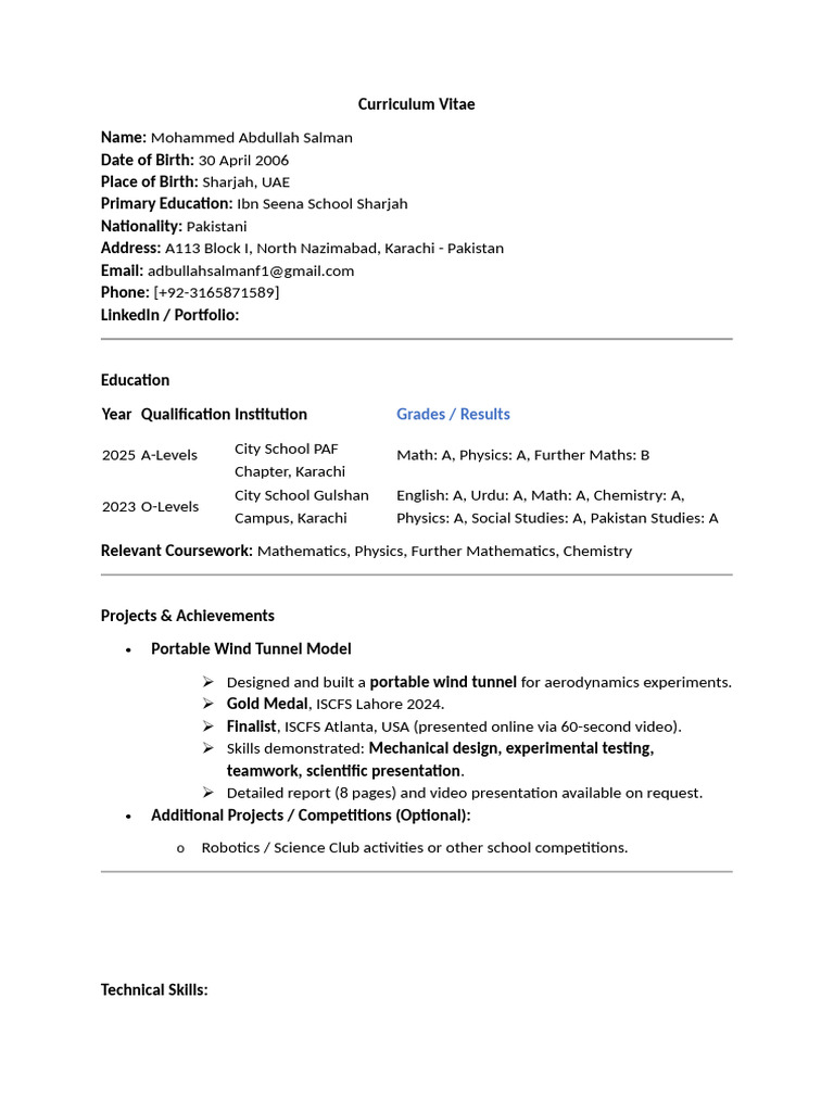 Abdullah Curriculum Vitae | PDF