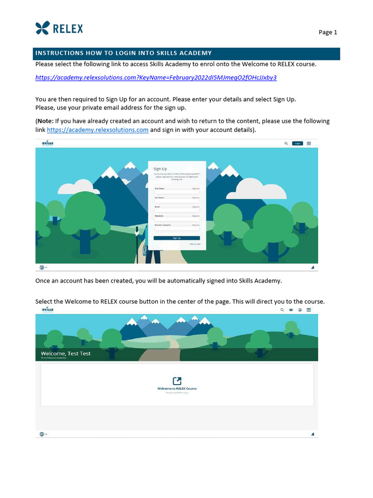 Skills Academy Login Instructions | PDF