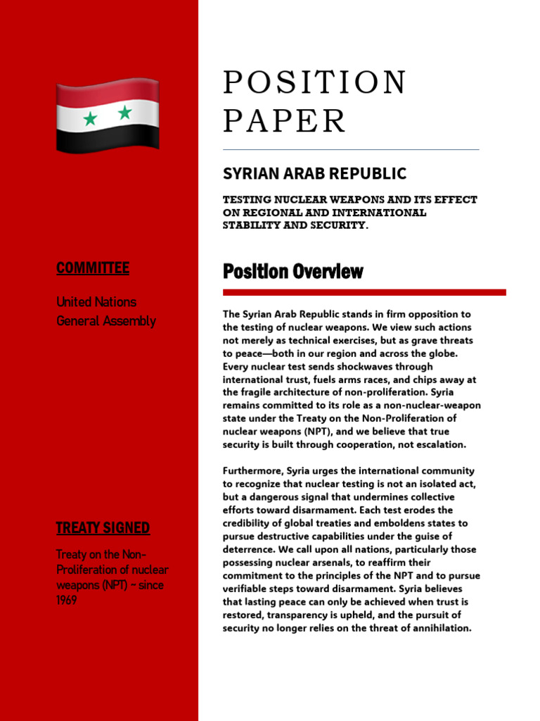 Syria Position Paper by Gurusanand A. G. Type 2 | PDF | Nuclear ...