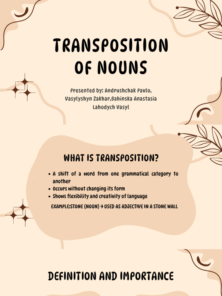 Transposition of Nouns | PDF | Noun | Word